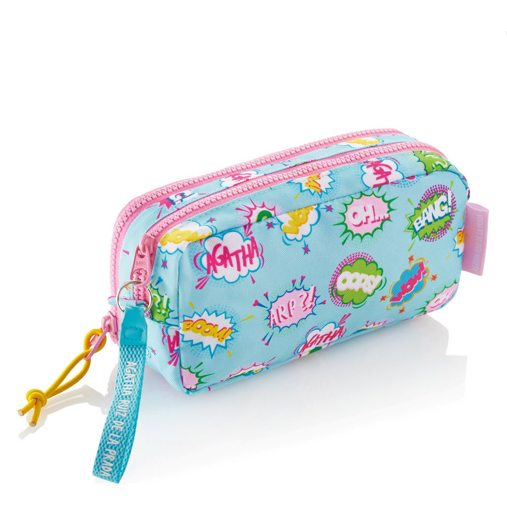 Trousse double fermeture Éclair + fournitures scolaires
